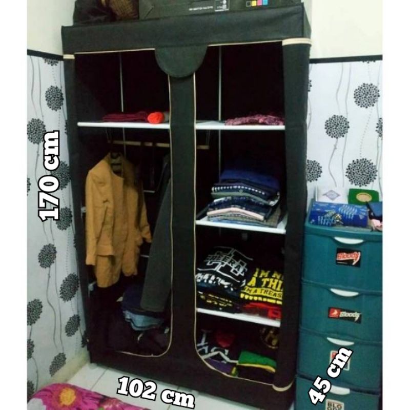 Jual Lemari Baju 2 Sisi Gantung dan Rak Sekat Gamis Gaun Dress Panjang ...