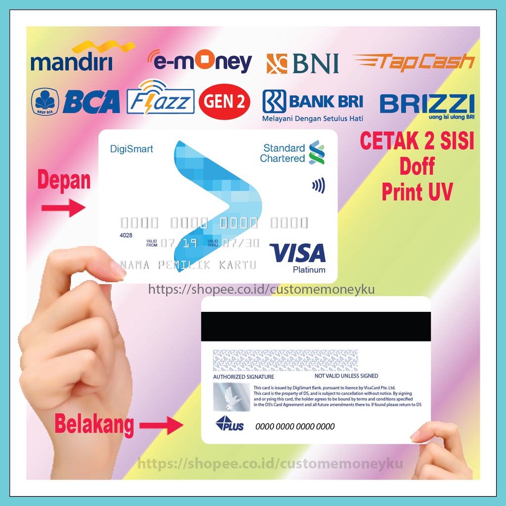 Jual KARTU EMONEY DESIGN CUSTOM NAMA DIGI SMART CARD EMONEY MANDIRI ...