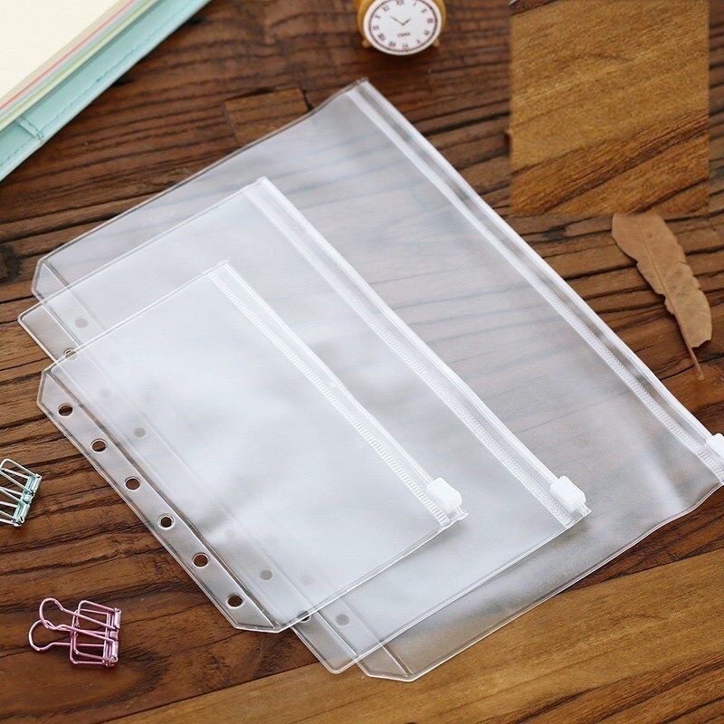 Jual Zipper Pocket Binder A6 A5 Plastik Pembatas Buku Sleeve Penyimpan ...