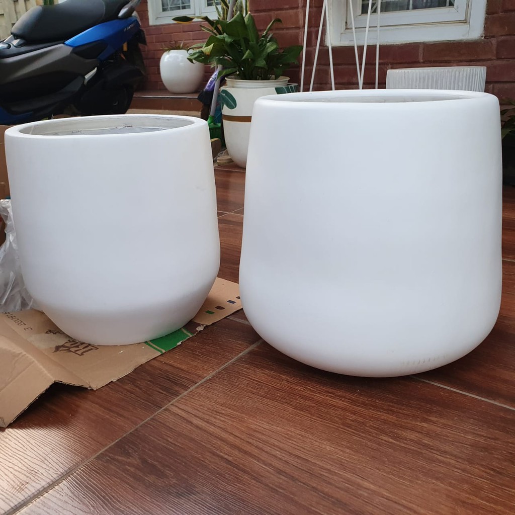 Jual Pot gerabah putih polos cat doff halus | Shopee Indonesia