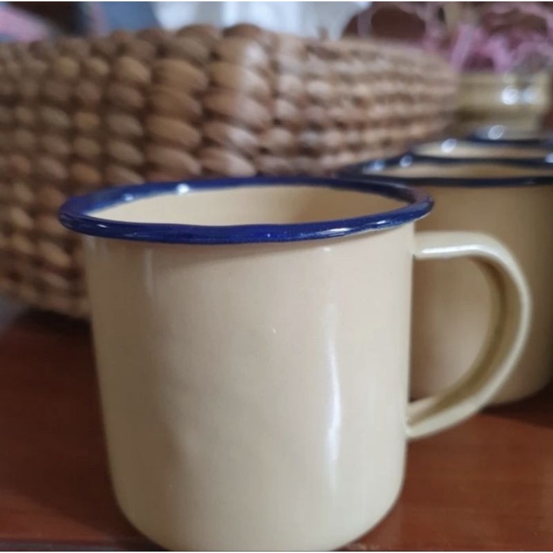 Jual mug enamel seng polos jadul vintage 140 ml cangkir kopi seng ...