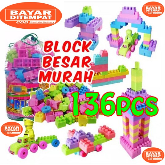 Jual MAINAN ANAK BLOCKS BESAR JUMBO MAINAN EDUKASI BALOK SUSUN BLOCK MR BLOCK ISI 136 PCS MAINAN ...