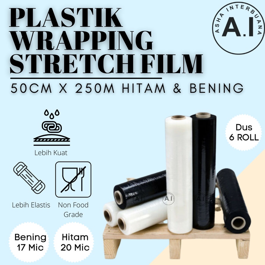 Jual PLASTIK STRETCH FILM WRAP / WRAPING / PLASTIC WRAPPING 50 CM X 250 ...