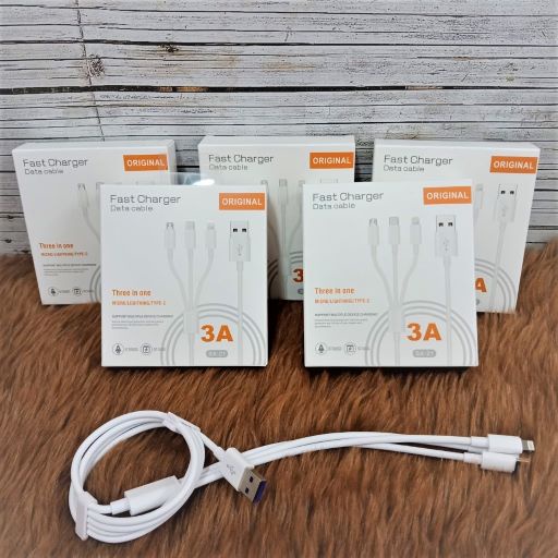 Jual Kabel Usb Charger Cas USB 3 in 1 Cabang 3 Fast Charger IOS + Micro ...