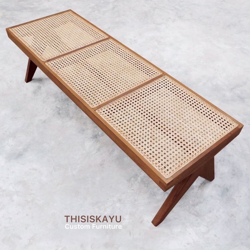 Jual BANGKU KAYU JATI MIX ROTAN | BENCH ROTAN KAYU JATI | BANGKU ...