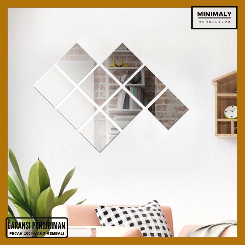 Jual Kaca Tempel Aesthetic (CERMIN ASLI ukuran 8x8cm) hiasan didning ...