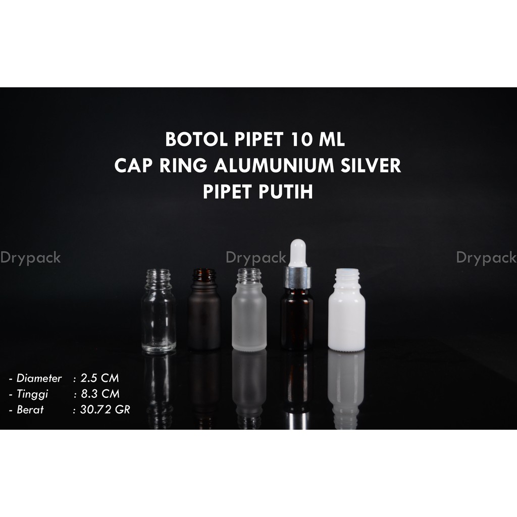 Jual BOTOL PIPET 10 ML CAP RING ALUMUNIUM SILVER PIPET PUTIH (5 WARNA ...