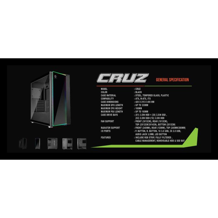 Jual Promo Cube Gaming Cruz - Side Tempered Glass - Front Glass Panel ...