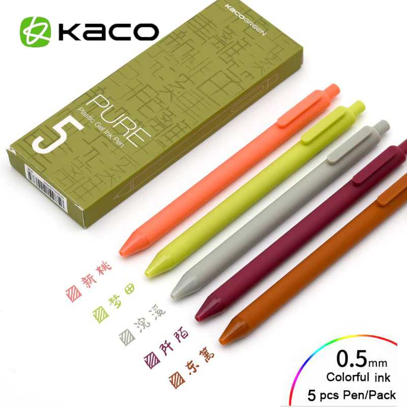 Jual KACO PURE Classic II Gel Pen Pena Pulpen 0.5mm 5 PCS (Colorful Ink ...