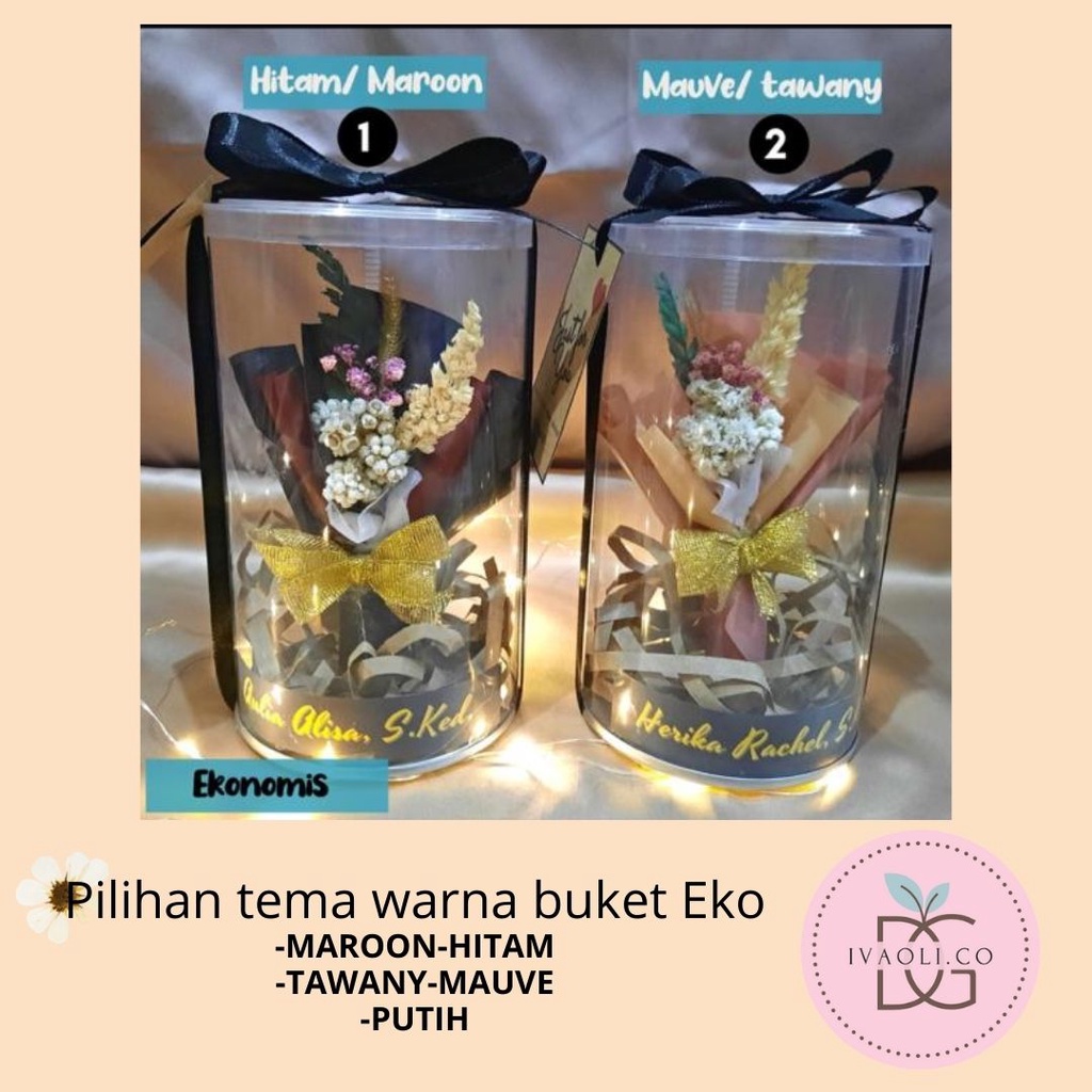 Jual Buket tabung mika| Dried flower tube | Mini Bouquet in Cylinder ...