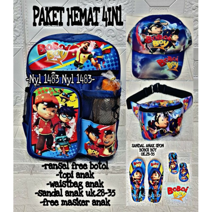 Jual BOBOIBOY Paket komplit 4in1 Ransel anak +botol | Shopee Indonesia