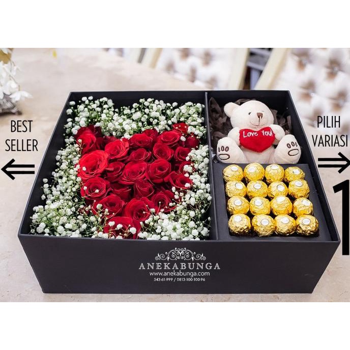 Jual Rangkaian Bunga Kotak Mawar Asli Fresh Rose Flower Box Ultah ...