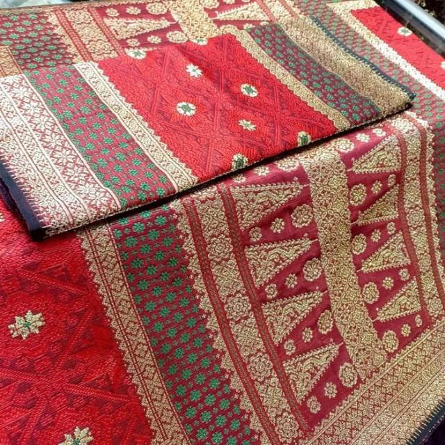 Jual Songket Sutra Asli Tenun Palembang Bunga Cina Rakam Kandabg oq | Shopee Indonesia