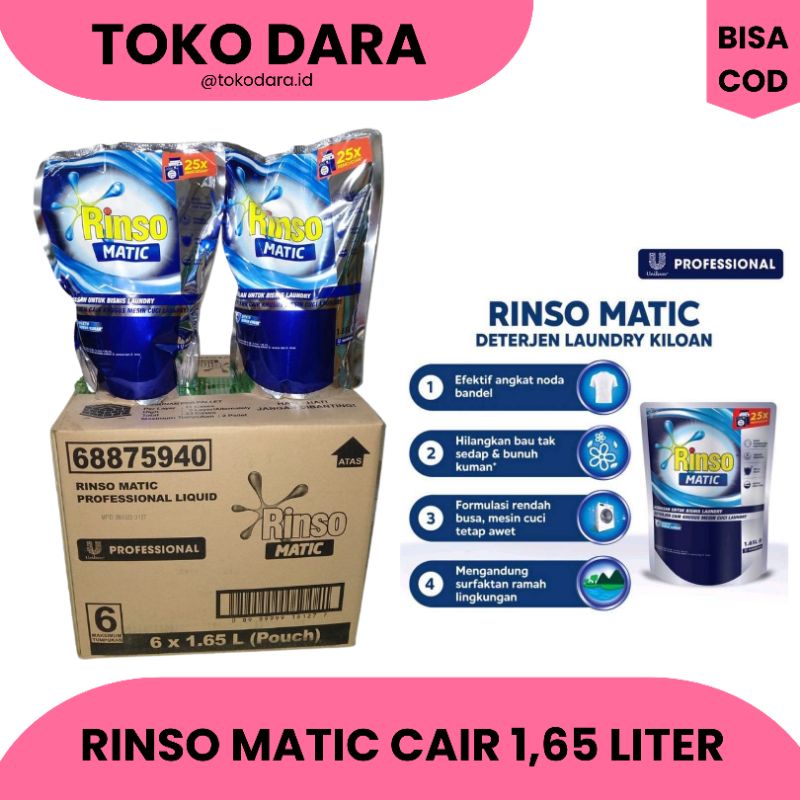 Jual Rinso Matic Cair 1,65 Liter | Detergent Cair Rinso | Detergen Cair ...