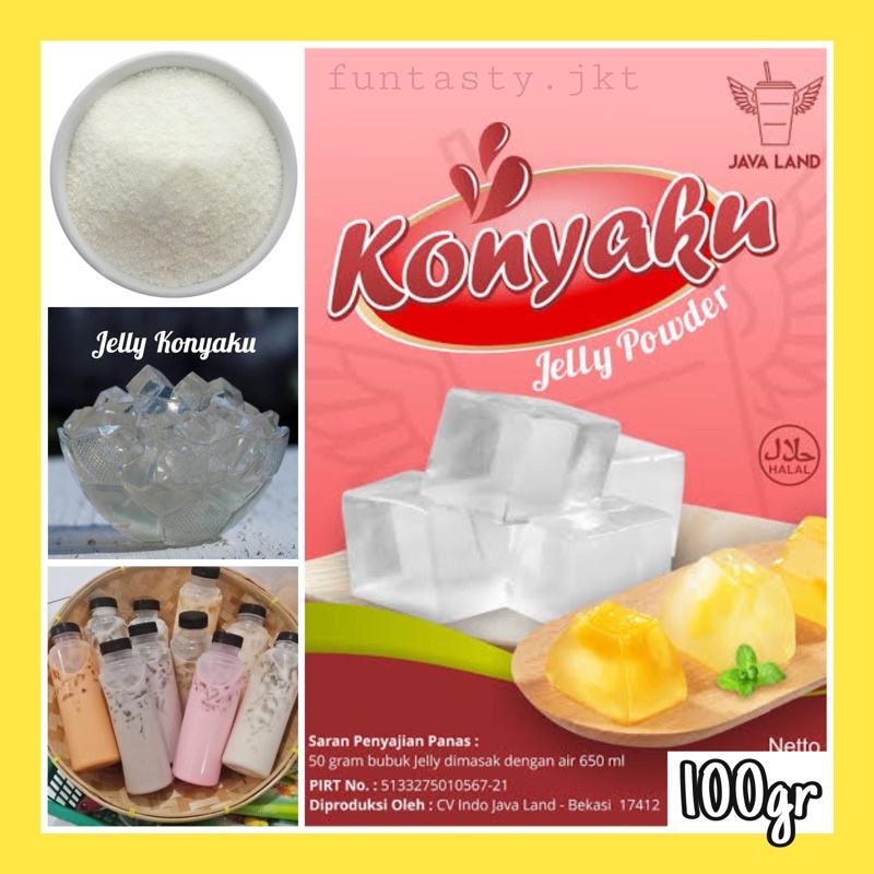 Jual 100gr javaland jelly konyaku powder bubuk jelly topping minuman es milkshake jua cappucino ...