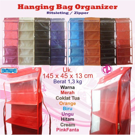 Jual Rak Tas Murah HBOZ | Hanging Bag Organizer HBO 6 Susun plus Zipper ...