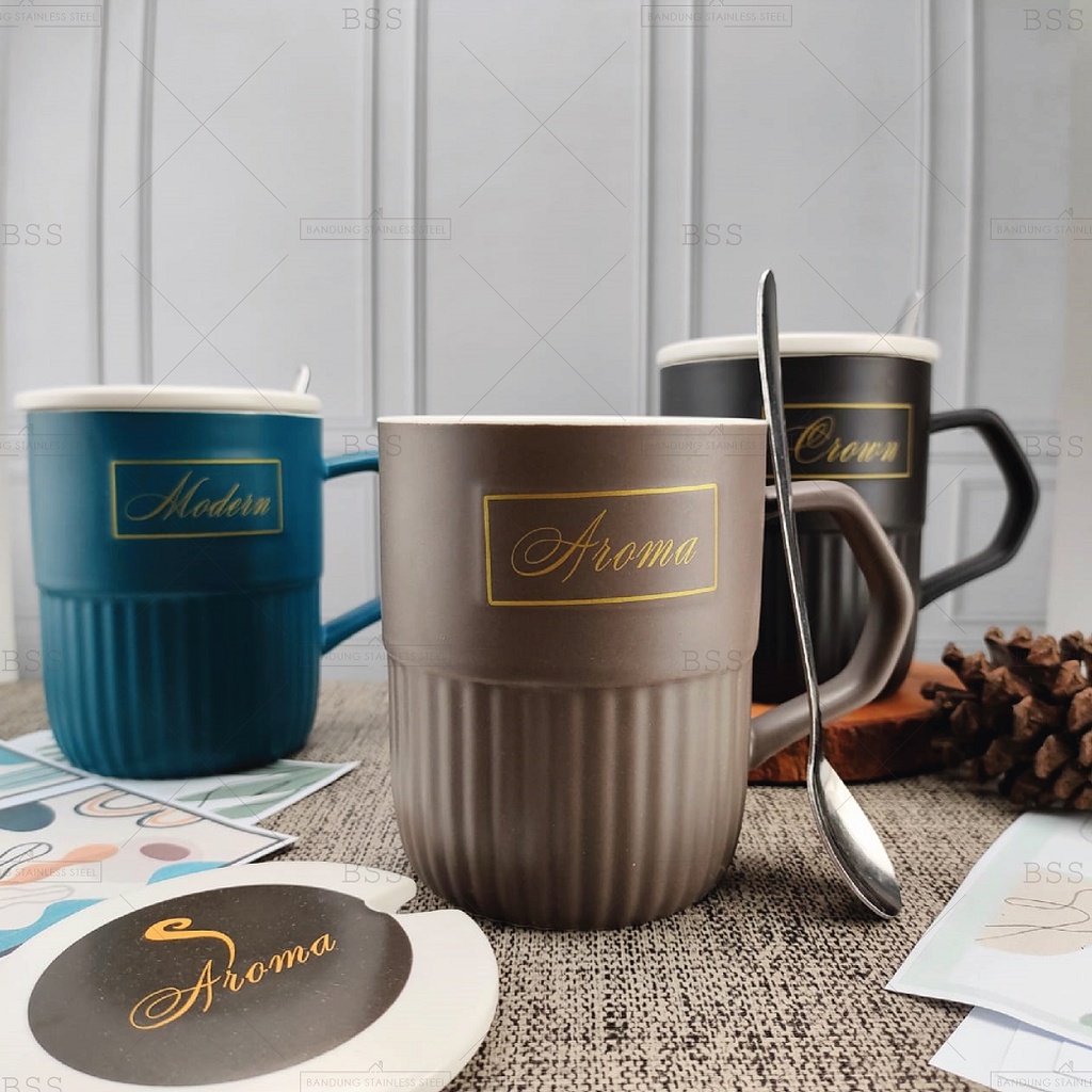 Jual Cangkir Mug 400ml Keramik Motif Gelas minum Lucu Warna Aesthetics ...