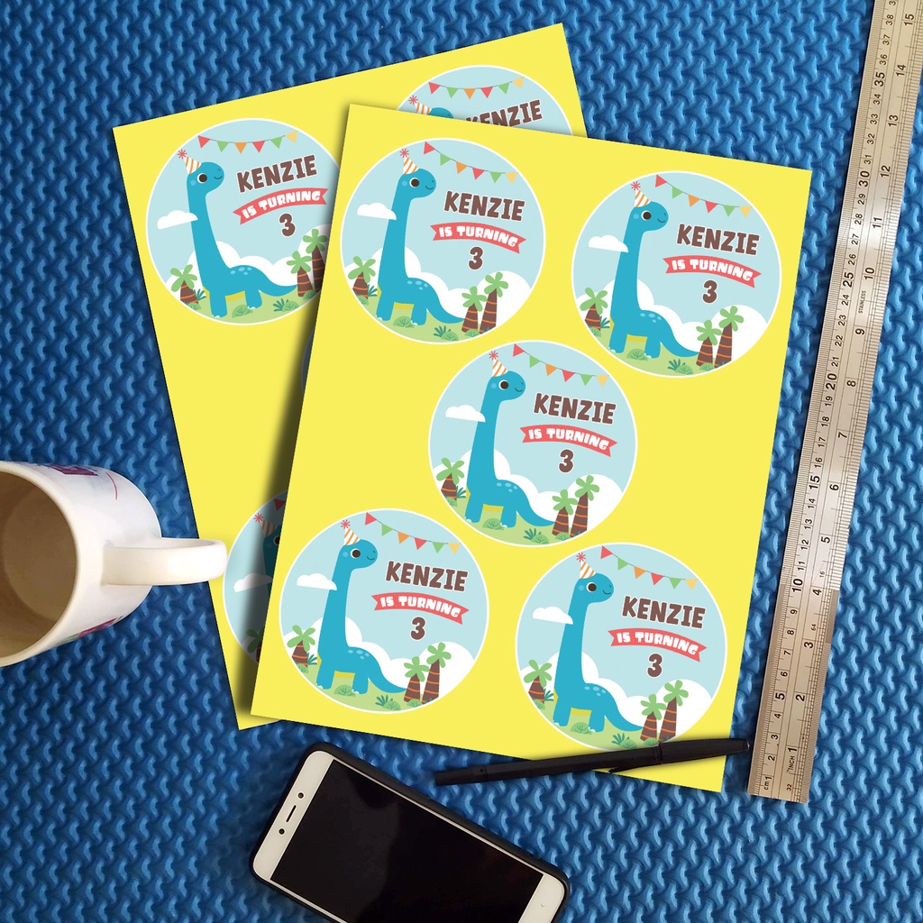 Jual STIKER ULANG TAHUN ANAK DINO LUCU STICKER LABEL LUCU LABEL KIDS ...
