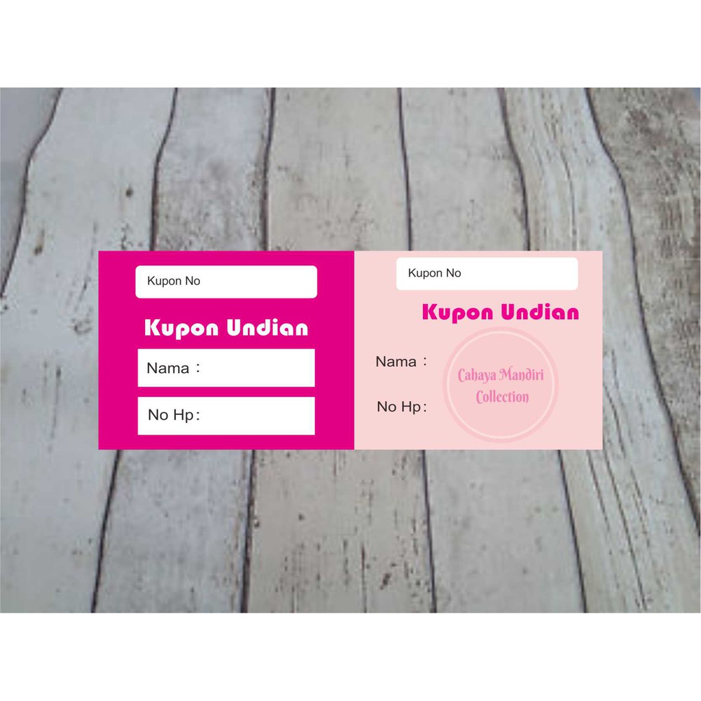 Jual kertas Kupon Undian min beli 2 doorprize Voucher Gift karcis ...