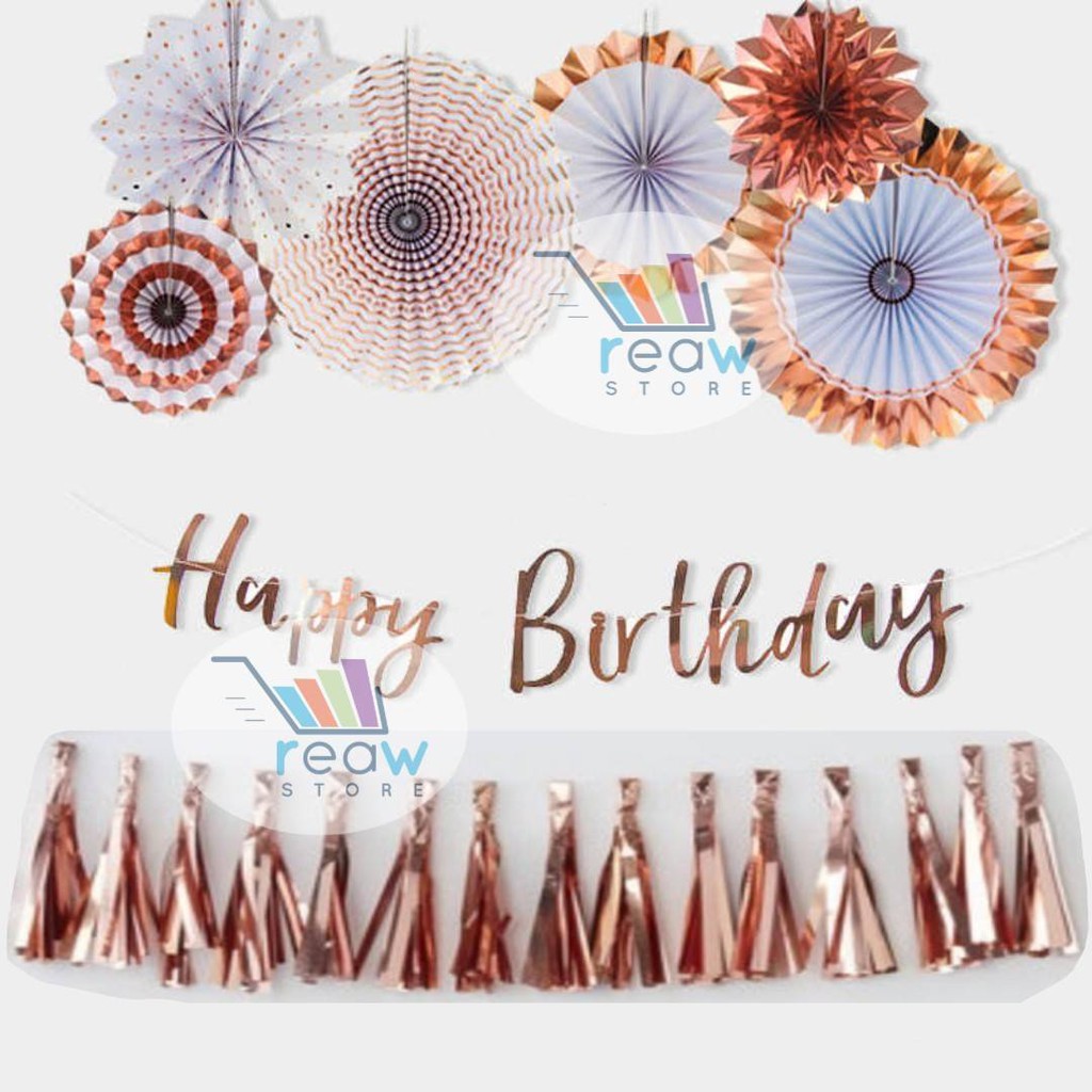 Jual Paket Dekorasi Hiasan Ulang Tahun / Happy Birthday Tema Rose Gold ...