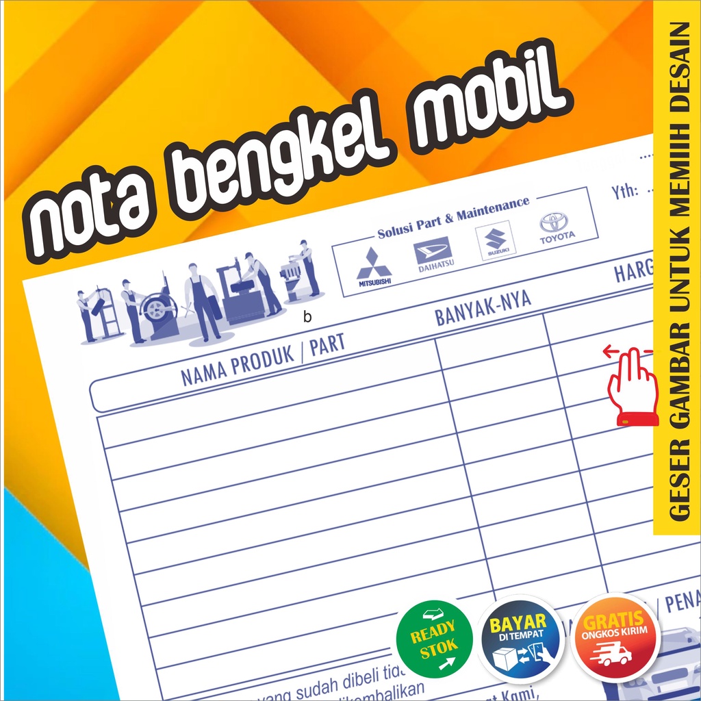 Jual Nota Kontan bengkel Mobil isi 50 2 Rangkap - siap kirim | Shopee ...