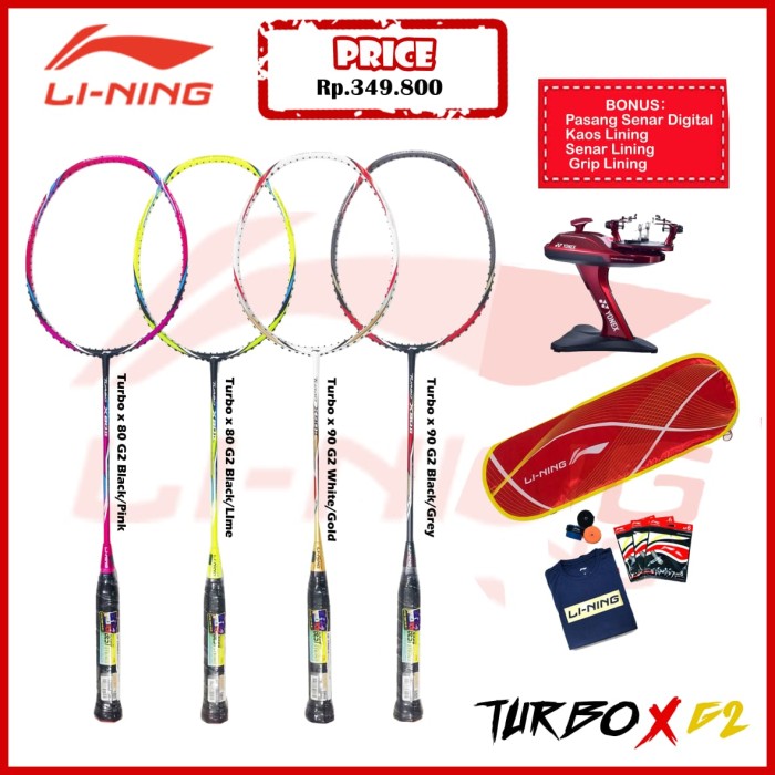 Jual LINING TURBO X80 X 80 X90 X 90 GEN II RAKET BADMINTON ORIGINAL - x ...