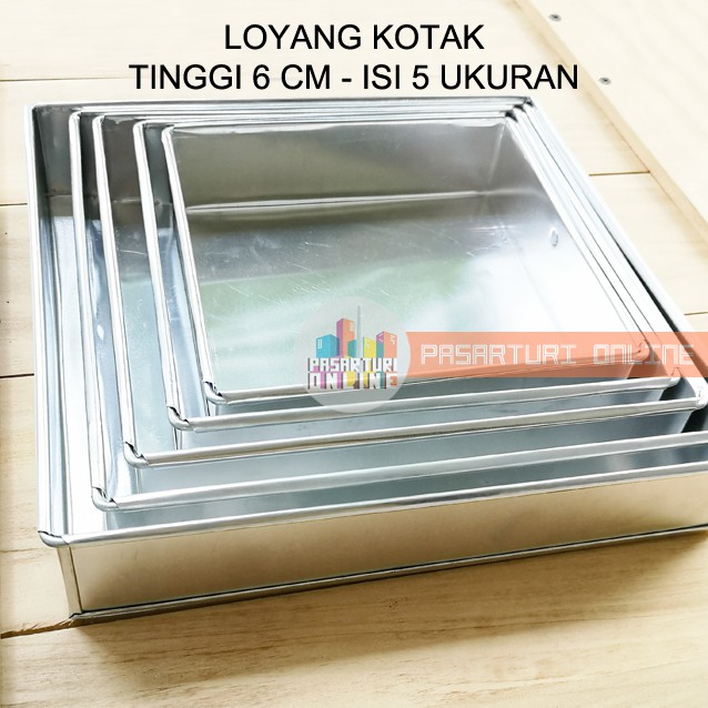 Jual LOYANG KUE / CAKE / BOLU KOTAK TINGGI 6 CM ISI 5 UKURAN | Shopee ...