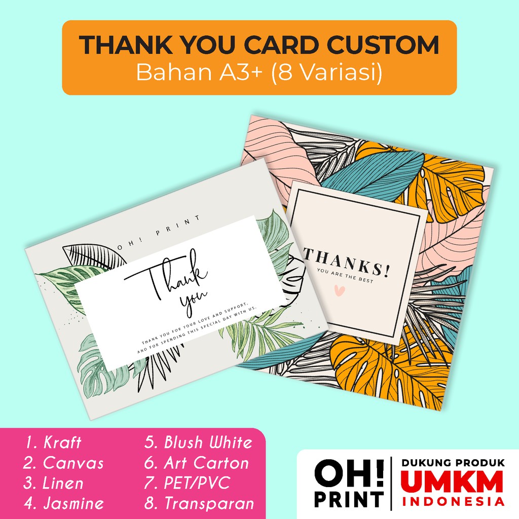 Jual Cetak Thank You Card Custom - Kartu Ucapan Custom Cut A3+ | Shopee Indonesia