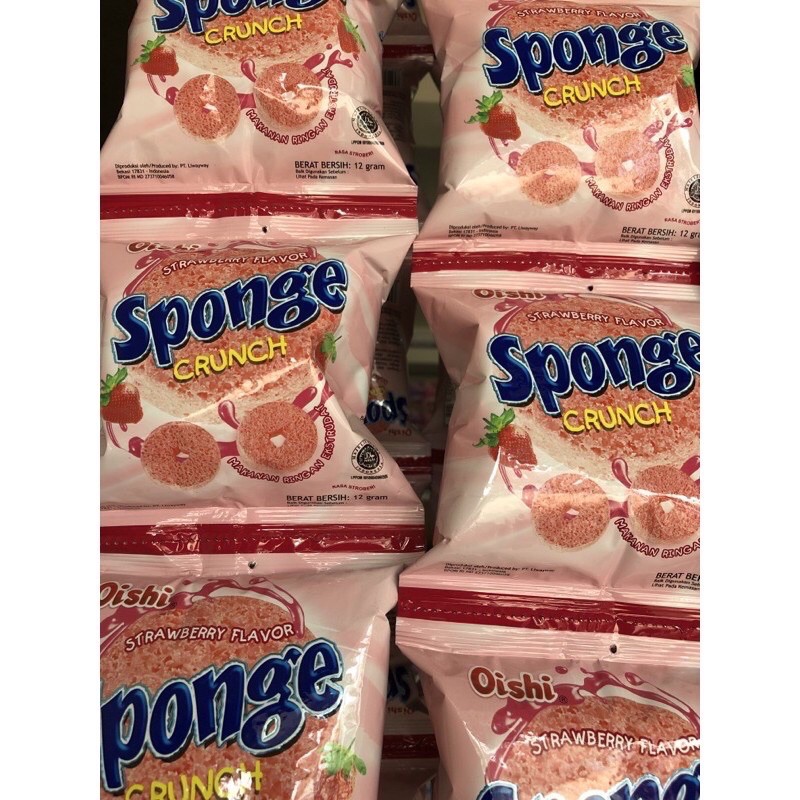 Jual sponge crunch strawberry flavor 9gram x 10pcs | Shopee Indonesia