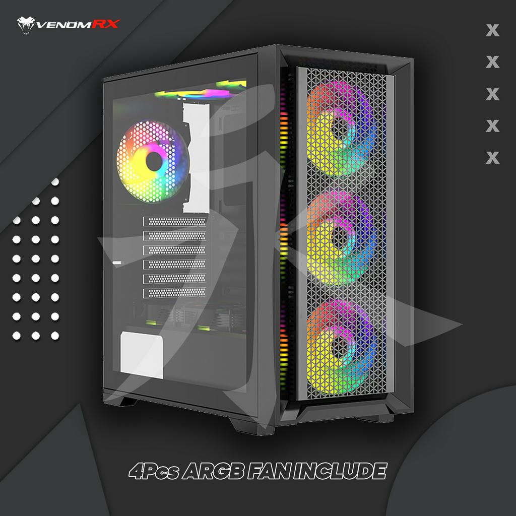 Jual VENOMRX AEGON BLACK ATX GAMING CASE FREE 4 ARGB FAN | Shopee Indonesia