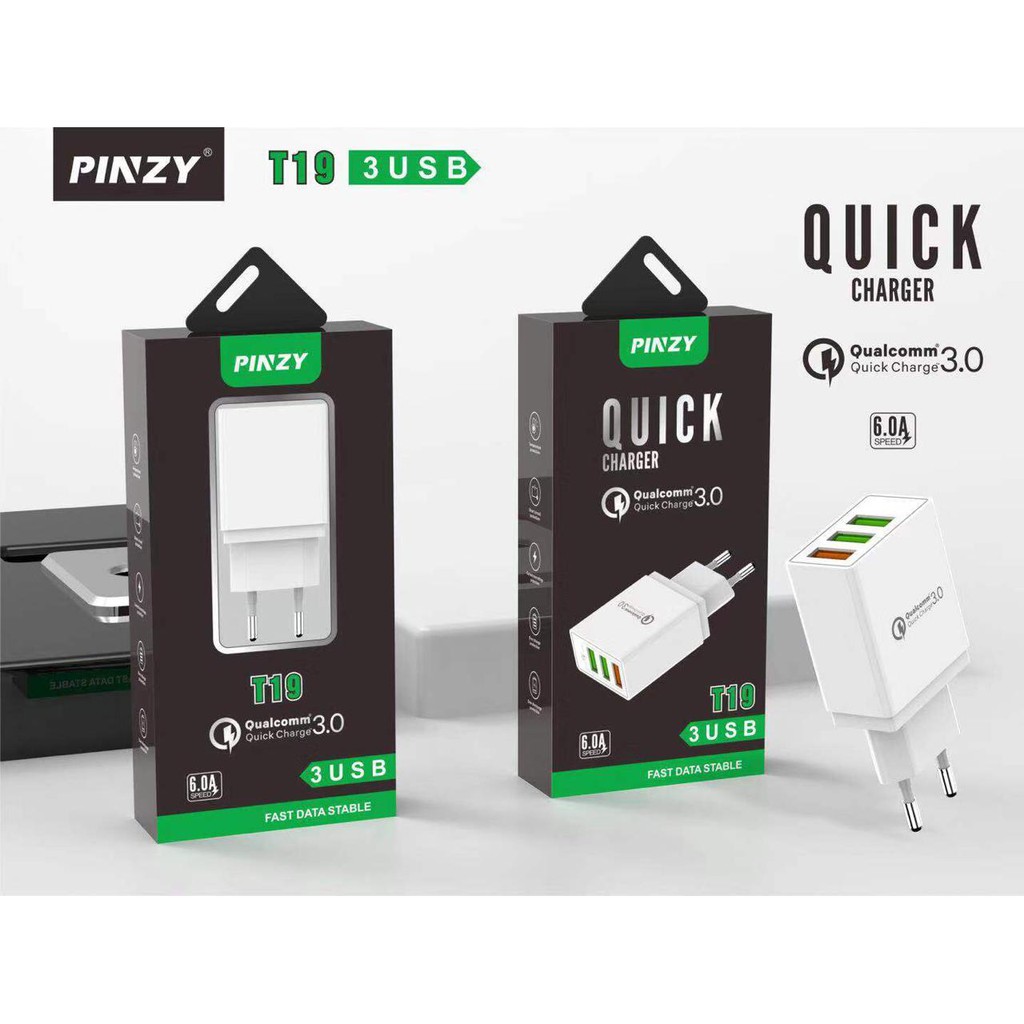 Jual PINZY Adapter 3 port Usb Superfast Charger T19 Series Support ...