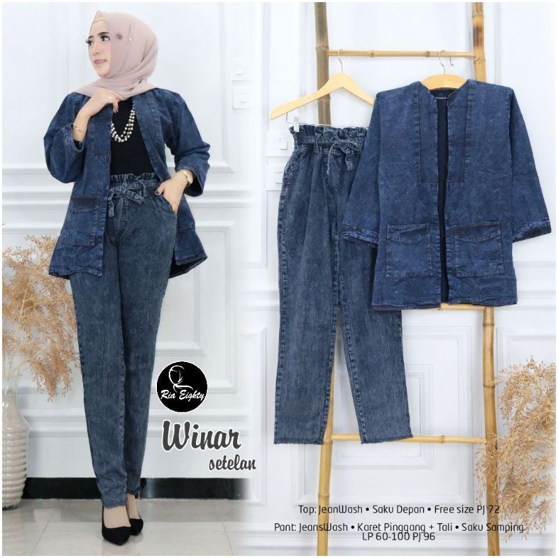 Jual ONE SET CARDIGAN JEANS / SETELAN OUTER JEANS FASHION WANITA ...
