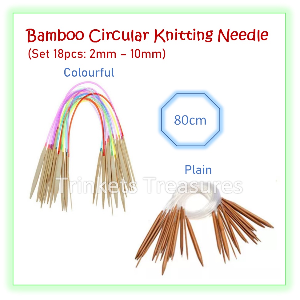 Jual Bamboo circular knitting needle bambu circular needle 80cm jarum ...