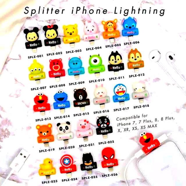 Jual CARTOON/KABEL SPLITTER LIGHTNING/2 in 1 AUDIO & IPHONE LIGHTNING ...