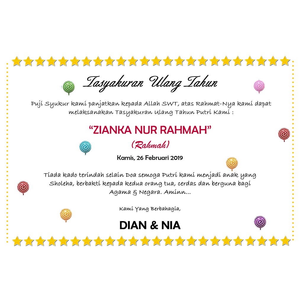 Jual KARTU SYUKURAN ULANG TAHUN TEMA BINTANG SIMPLE | Shopee Indonesia