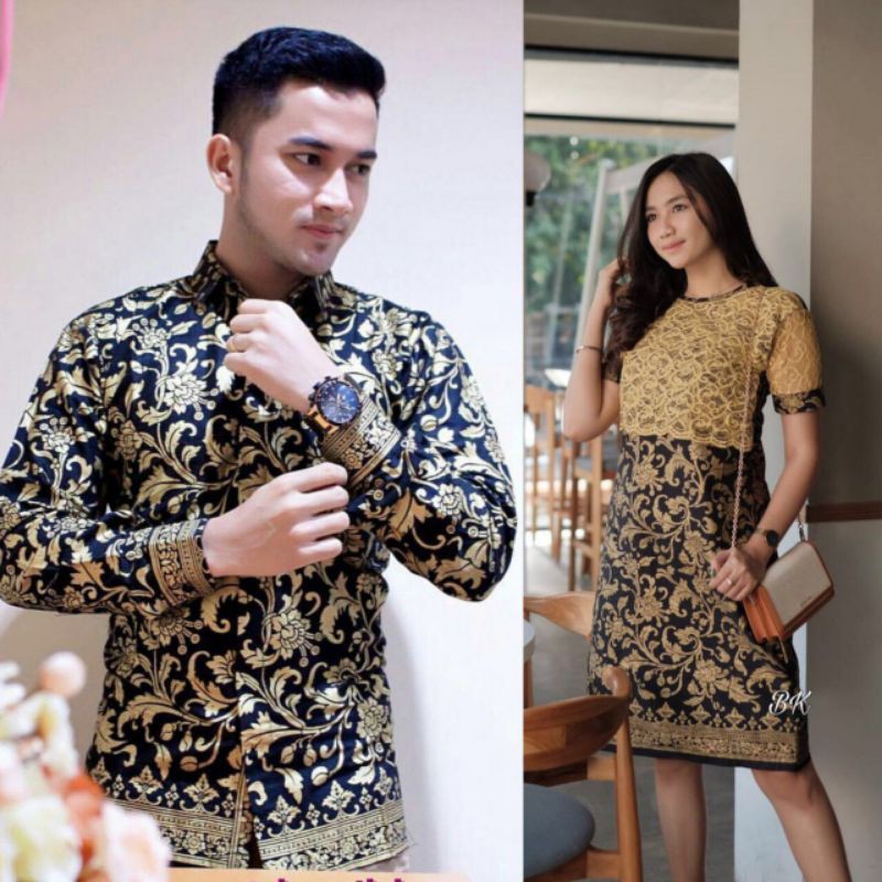 Jual COUPLE DRESS BATIK BROKAT, BATIK MIX BROKAT | Shopee Indonesia