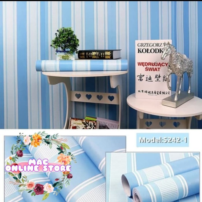 Jual MA WALLPAPER STRIP BIRU ( 45 CM X 10M) | Shopee Indonesia