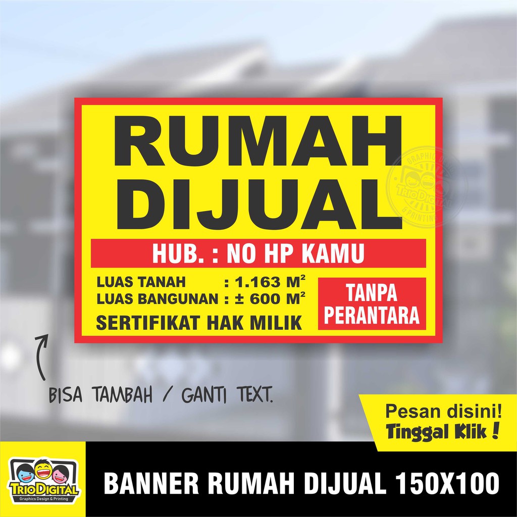 Jual Banner RUMAH DIJUAL / TOKO DIJUAL / RUKO DISEWAKAN | Shopee Indonesia