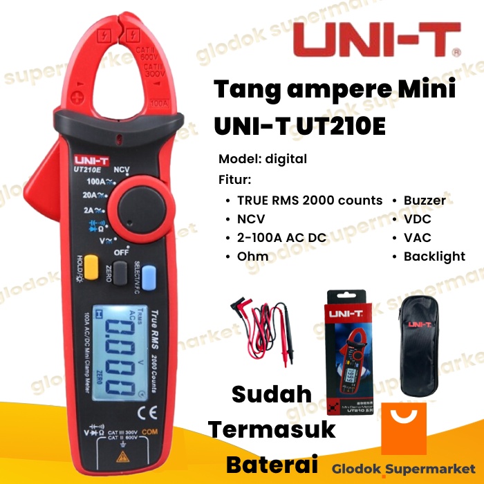 Jual Tang Ampere Mini UNI-T UT210E Digital AC DC Clamp Meter TRUE RMS NCV UT 210E | Shopee Indonesia