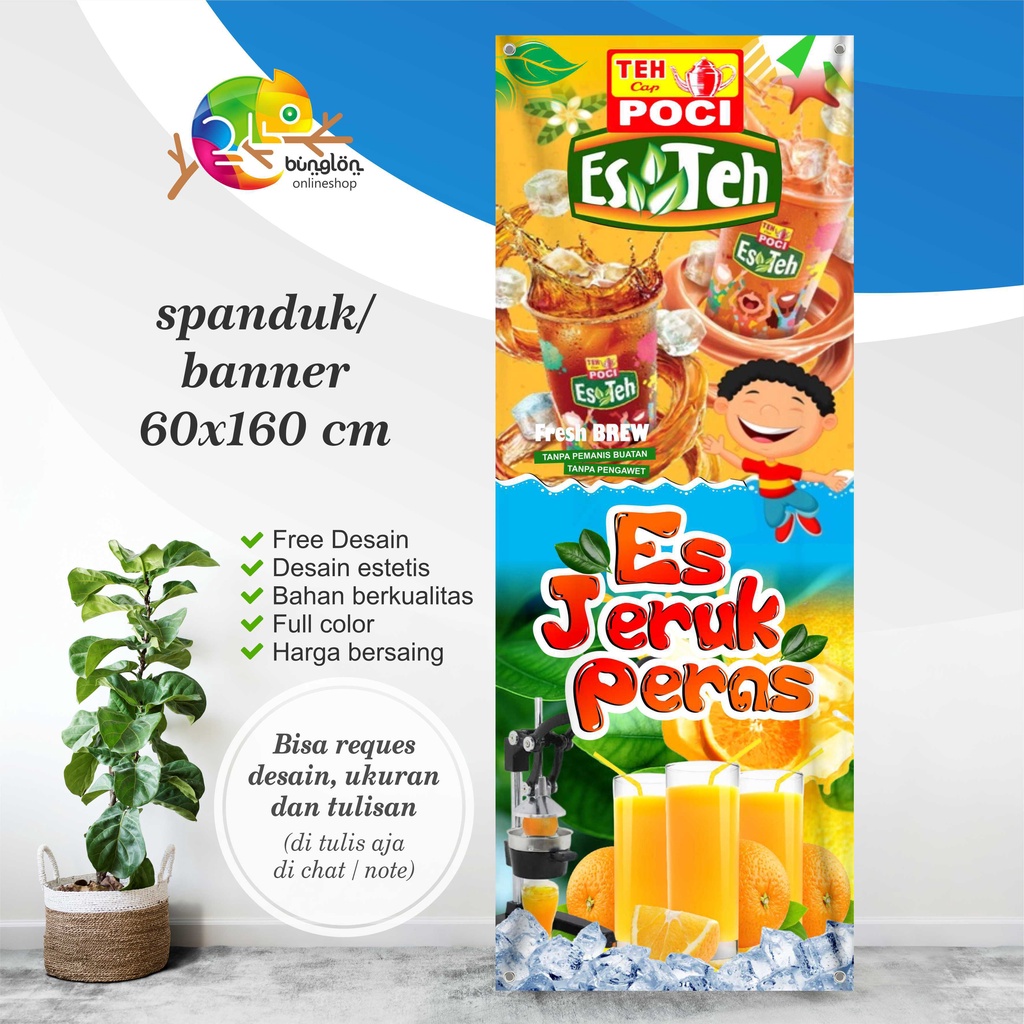 Jual Size 60x160 Banner Teh Poccii Es Jeruk Peras Dll | Shopee Indonesia