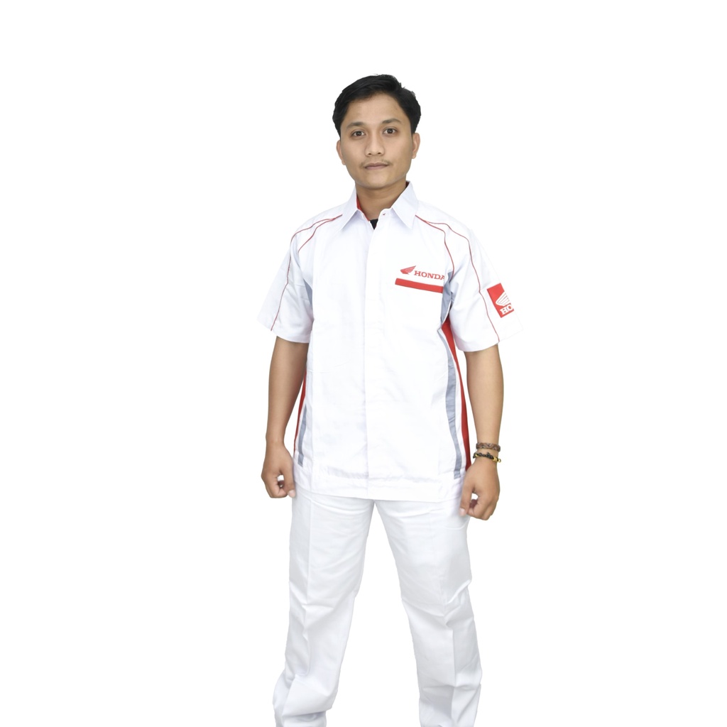 Jual Paket Wearpack / Baju Mekanik Bengkel Resmi Honda + Apron dan Topi ...