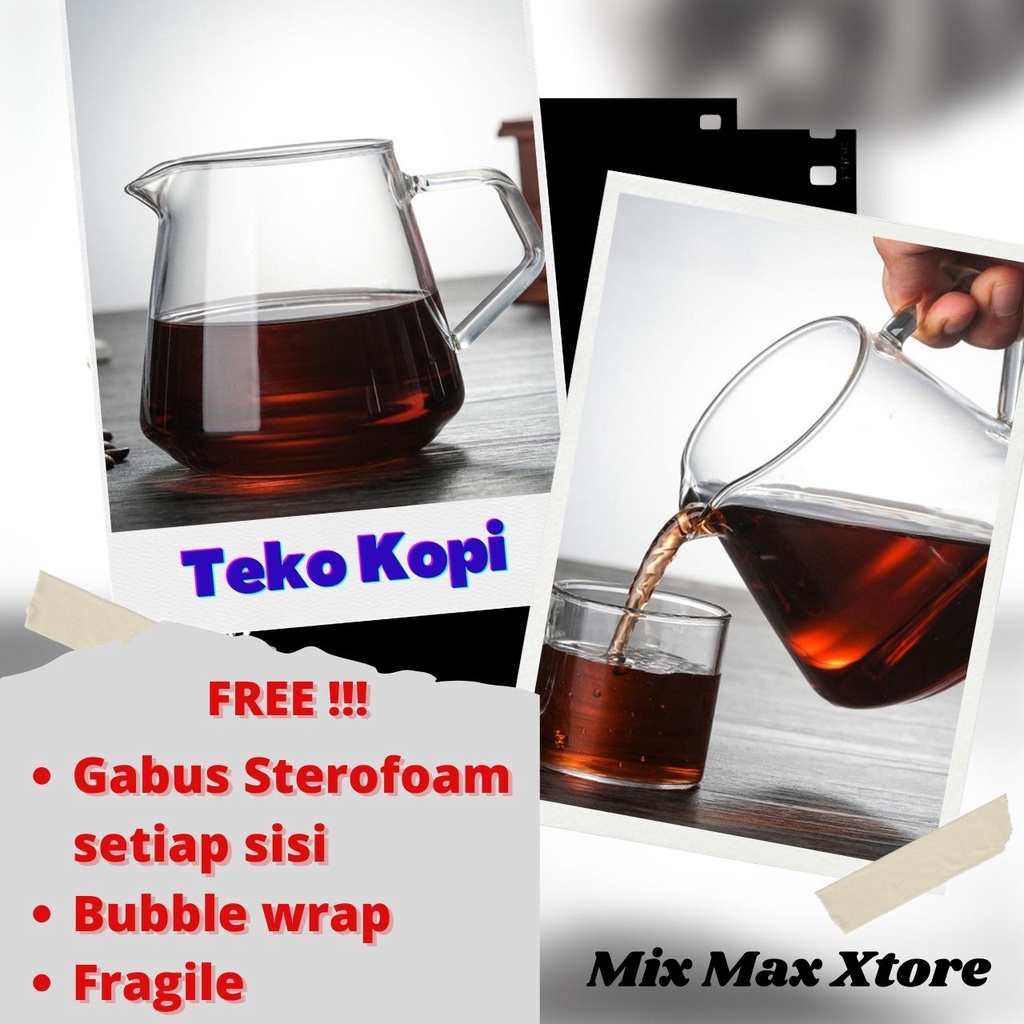 Jual One Two Cups Teko Kopi Barista Coffee Maker Pot Kettle Borosilicate Glass ( 400ml & 600ml ...