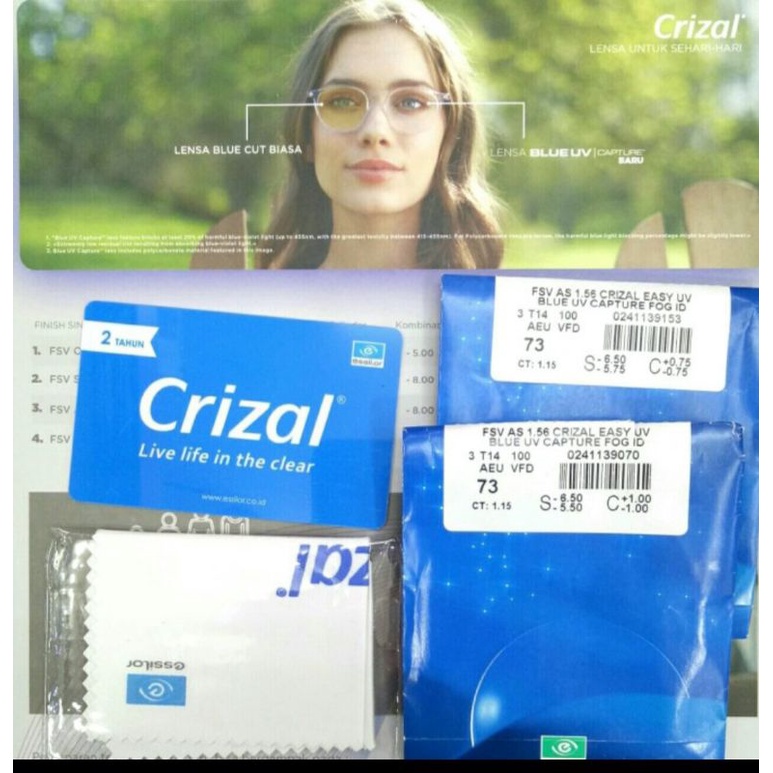 Jual LENSA CRIZAL ESSILOR BLUE UV (BLUERAY UV420) | Shopee Indonesia