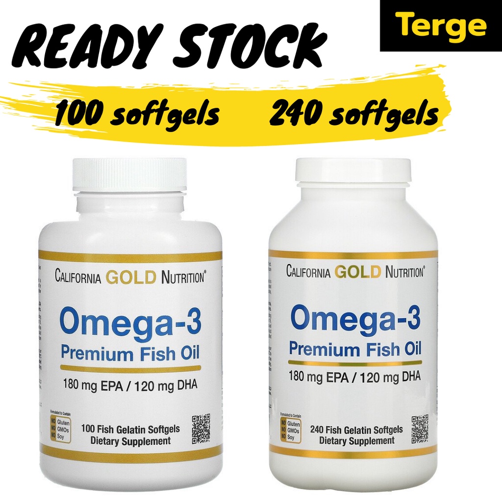 Jual California Gold Nutrition CGN Omega 3 Premium Fish Oil 100 240 Fish Gelatin Softgels ...