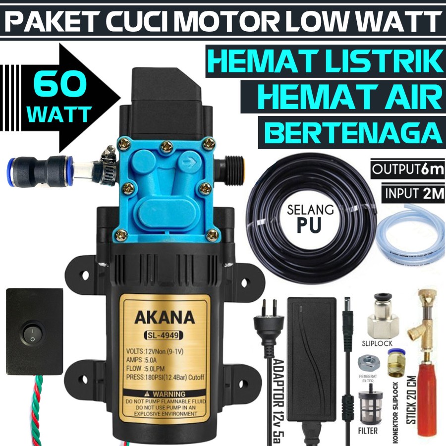 Jual Paket Cuci Motor LOW WATT 60 watt Hemat listrik Kencang dan ...