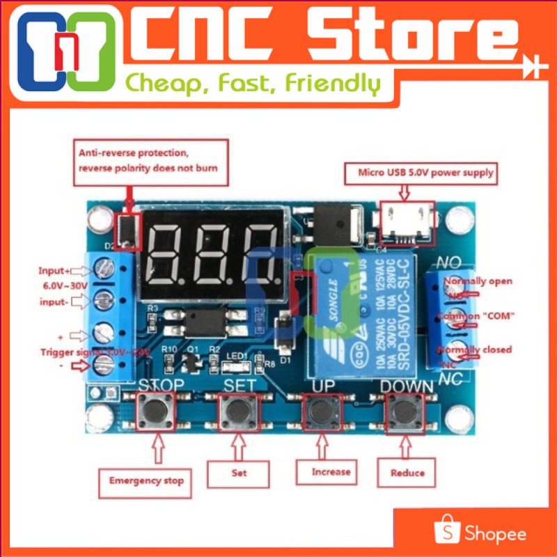 Jual [MDL-0010] Digital Timer Control Module 1CH Relay Modul Switch ...