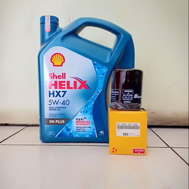 Jual Paket Oli New Shell Helix HX-7 5W-40 + Filter Oli Mobilio, Jazz ...