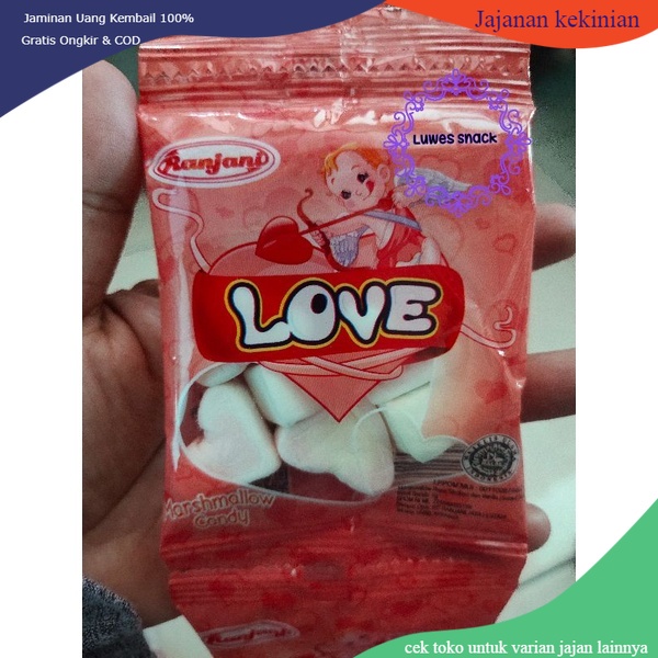Jual Rinjani marshmallow candy Love isi 10pcs- permen kapas-marsmellow ...