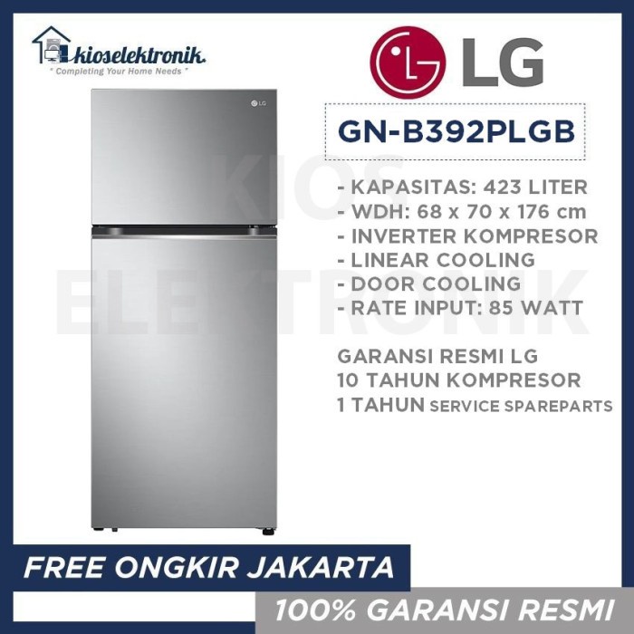 Jual LG GN-B392PLGB Kulkas 2 Pintu Inverter - GNB392PLGB - B 392 PLGB | Shopee Indonesia