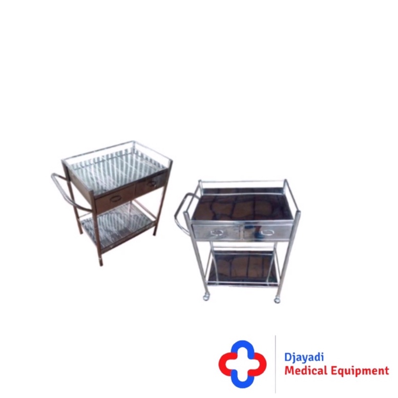 Jual Meja Troli Instrumen/Instrument Trolley 2 Susun + 2 Laci Stainless ...